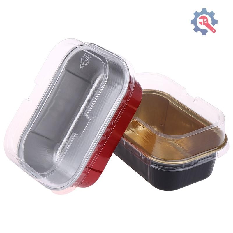 [GEX] แม่พิมพ์ถ้วยอบอลูมิเนียมฟอยล์สี่เหลี่ยม 10 ชิ้นพร้อมฝาปิดเครื่องมือขนม TH | Shopee Thailand