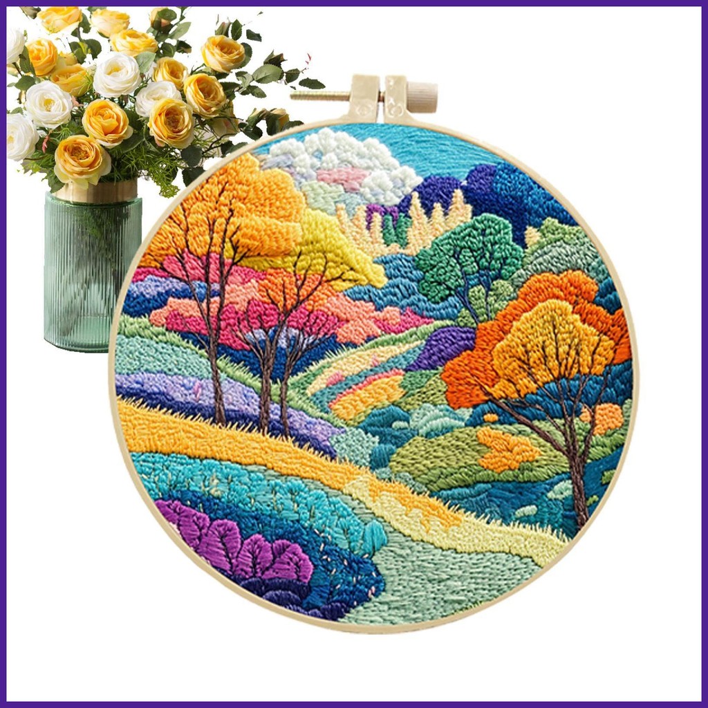 ชุดเย็บปักถักร้อยภูมิทัศน์ Pastoral Scenery Pattern Practice Kit รวมถึง ...