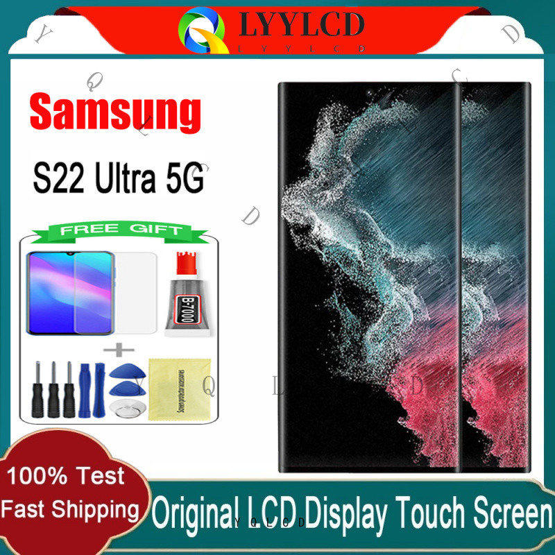 Original AMOLED Samsung Galaxy S22 Ultra 5G จอแสดงผล LCD หน้าจอสัมผัส ...