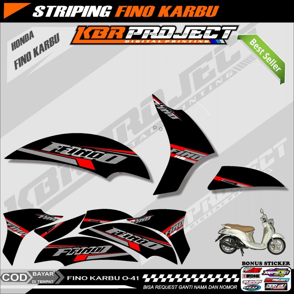 Fino KARBU PREMIUM STRIPING STICKER COOL MOTORCYCLE LIS VARIATIONS ...