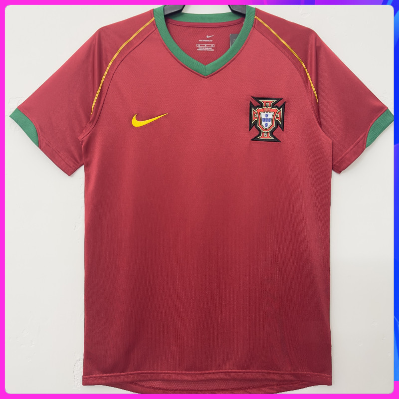 รุ่นวินเทจ 2006 Portugal home คุณภาพสูงเสื้อฟุตบอลแขนสั้นเสื้อ S-XXL ...