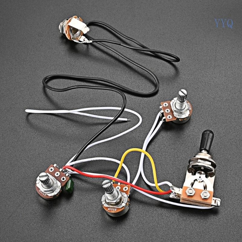 YYQ 3 Way A500K 2V 1T และแจ็ค Prewired กีตาร์สายไฟ Hareness Repair ...