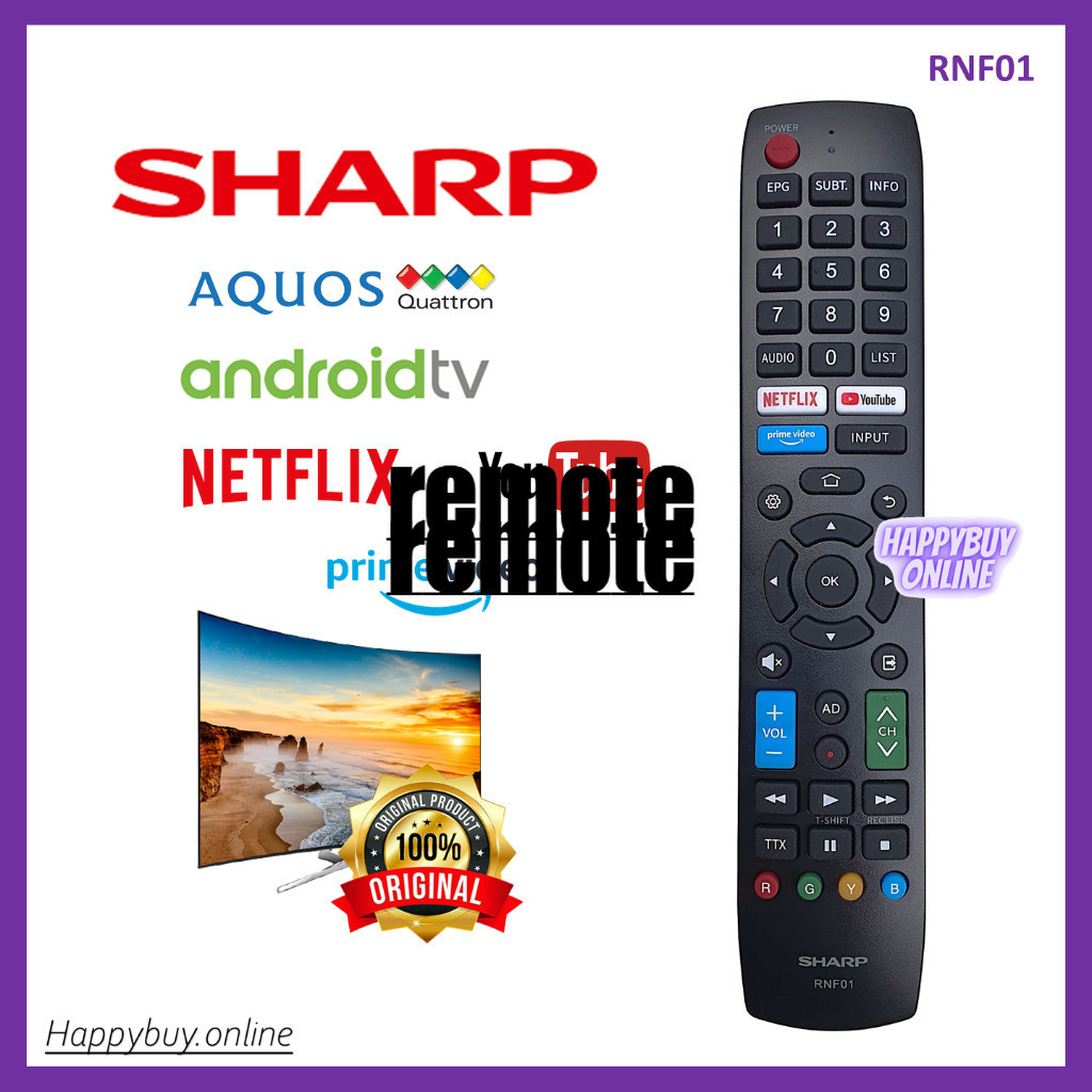 Sharp Aquos Android Smart TV รีโมทคอนโทรล RNF-01 SHARP Original Android ...