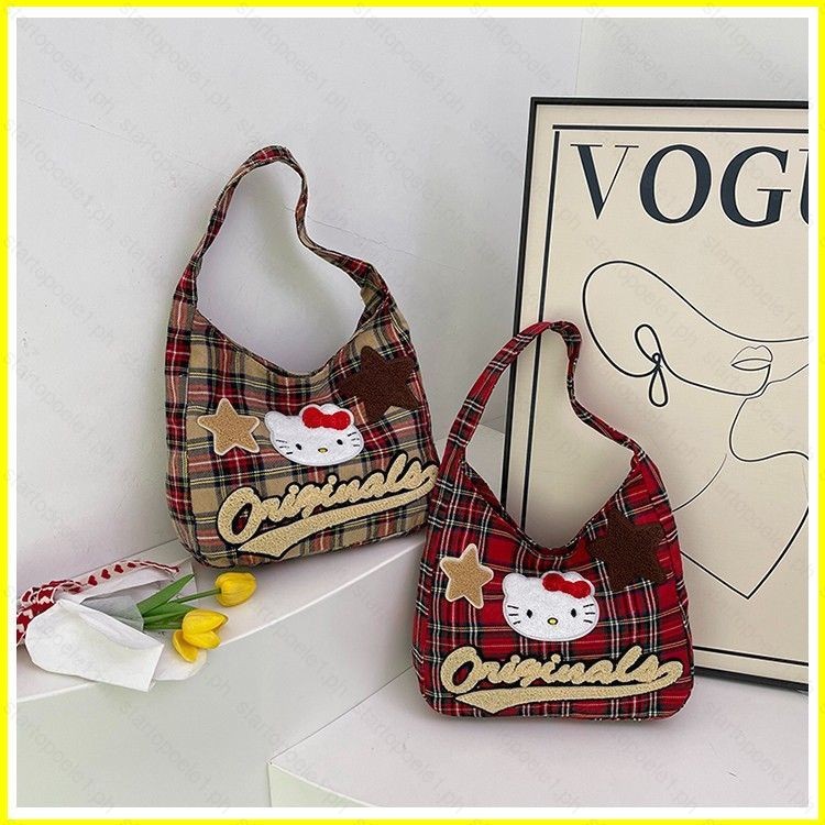 Bx Sanrio Hello Kitty การ์ตูนน่ารัก KT กระเป๋าสะพายข้างแฟชั่นย้อนยุค ...