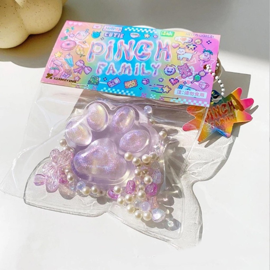 Pearl Cat Paw Mochi Taba Squishy Fidget ของเล่น Glitter Cat Paw ซิลิโคน ...