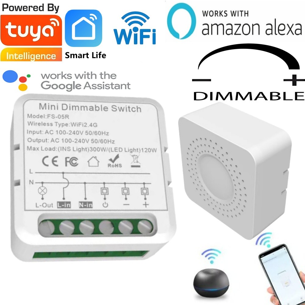 Dimmer Tuya WiFi Smart Dimmers โมดูลสวิตช์รองรับควบคุมเสียงหรี่แสงได้ ...