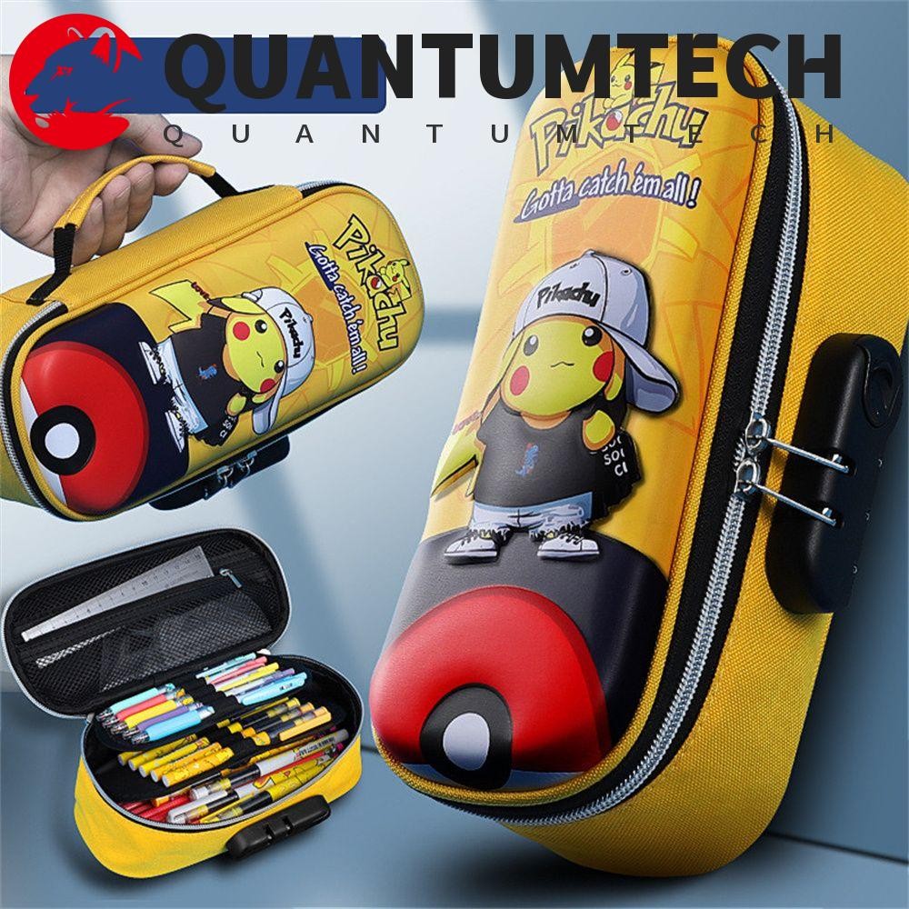 QUANTUMTECH กล่องดินสออะนิเมะอุปกรณ์การเรียนความจุขนาดใหญ่เด็กชายและเด็กหญิง Pikachu รหัสผ่าน ...