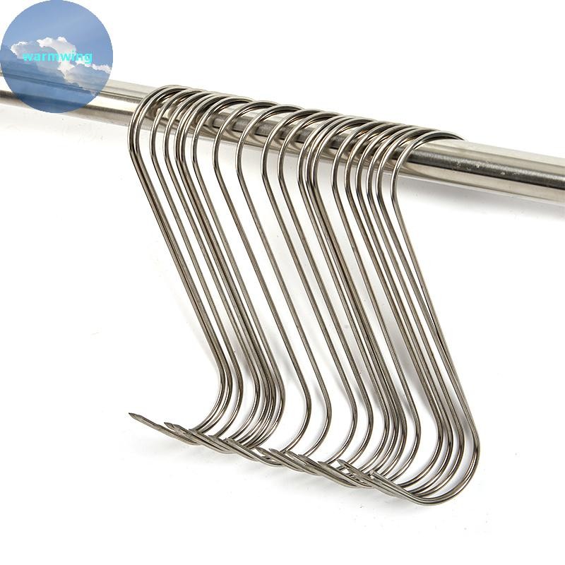 Warmwing 20 ชิ้นตะขอสแตนเลสเบคอนไส้กรอกตัวหนาและยาวตะขอเนื้อตะขอ S Hook TH | Shopee Thailand