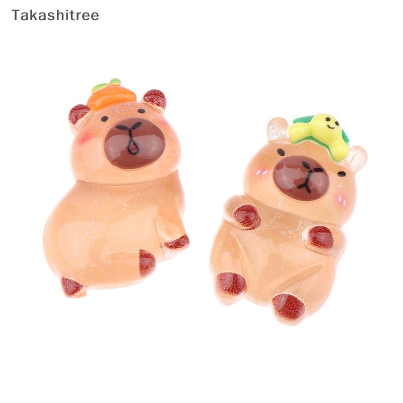 (Takashitree) 1 PC Kawaii การ์ตูน Luminous Capybara เรซิ่น Ch Bright ...