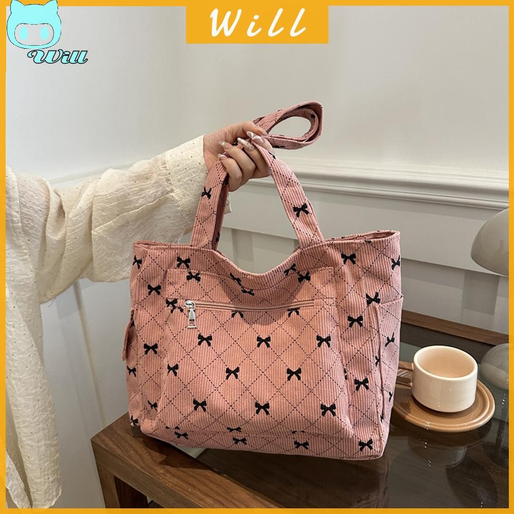 ผู้หญิง Corduroy Tote Stylish Weekender ความจุขนาดใหญ่กระเป๋าเดินทาง ...