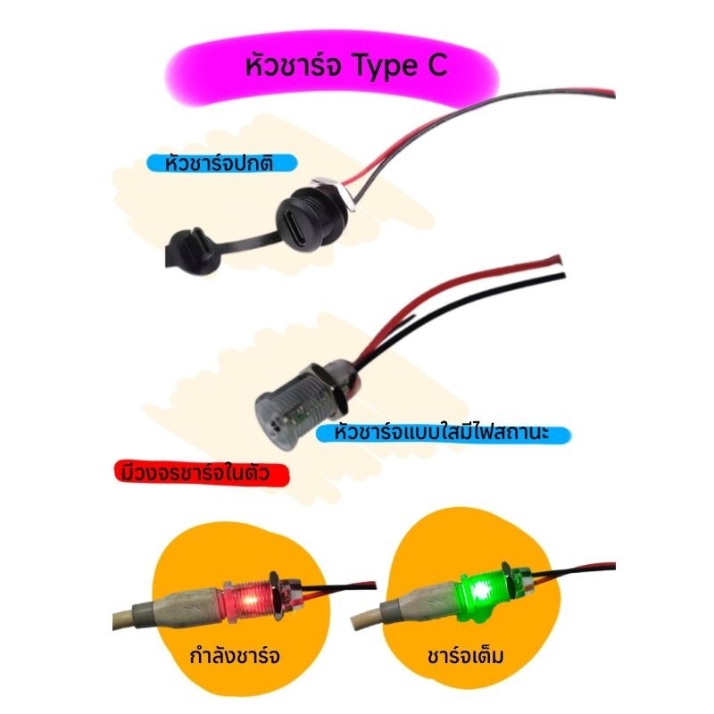 SAMSound มีไฟสถานะ หัวชาร์จ Type C 10mm ซ็อกเก็ตชาร์จ USB C / USB Type ...