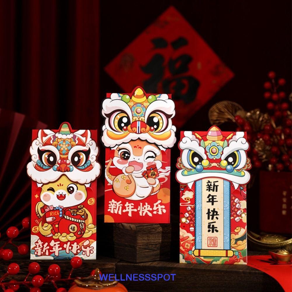 Wellnessspot 2025 ถุงเงินปีงู, พรแบบดั้งเดิมตรุษจีนซองจดหมายสีแดง, การ์ตูน Hongbao หนาสไตล์จีนแพ ...