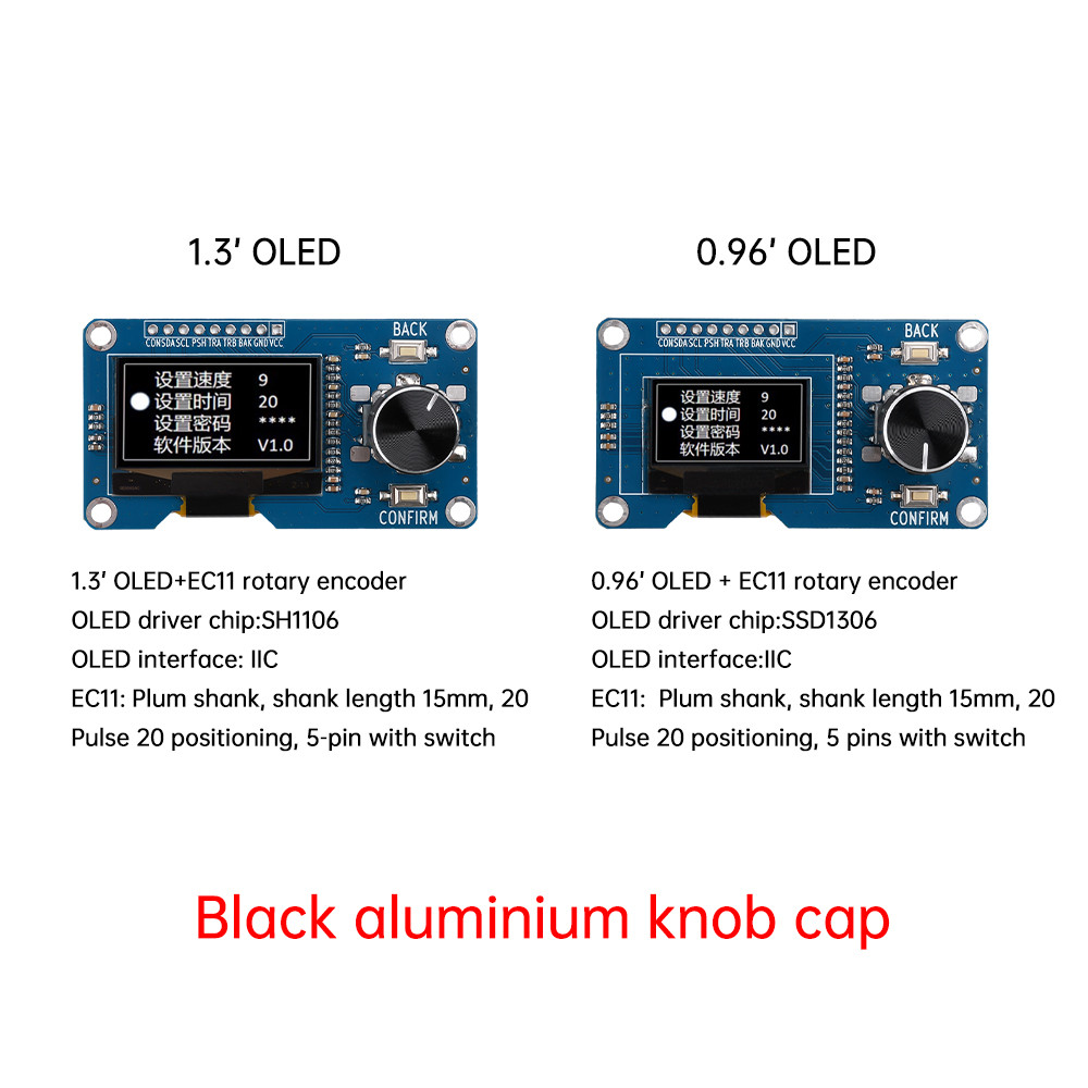 Pcbfun 0.96/จอแสดงผล OLED ขนาด 1.3 นิ้ว EC11 โมดูลเข้ารหัสแบบหมุนอินเท ...
