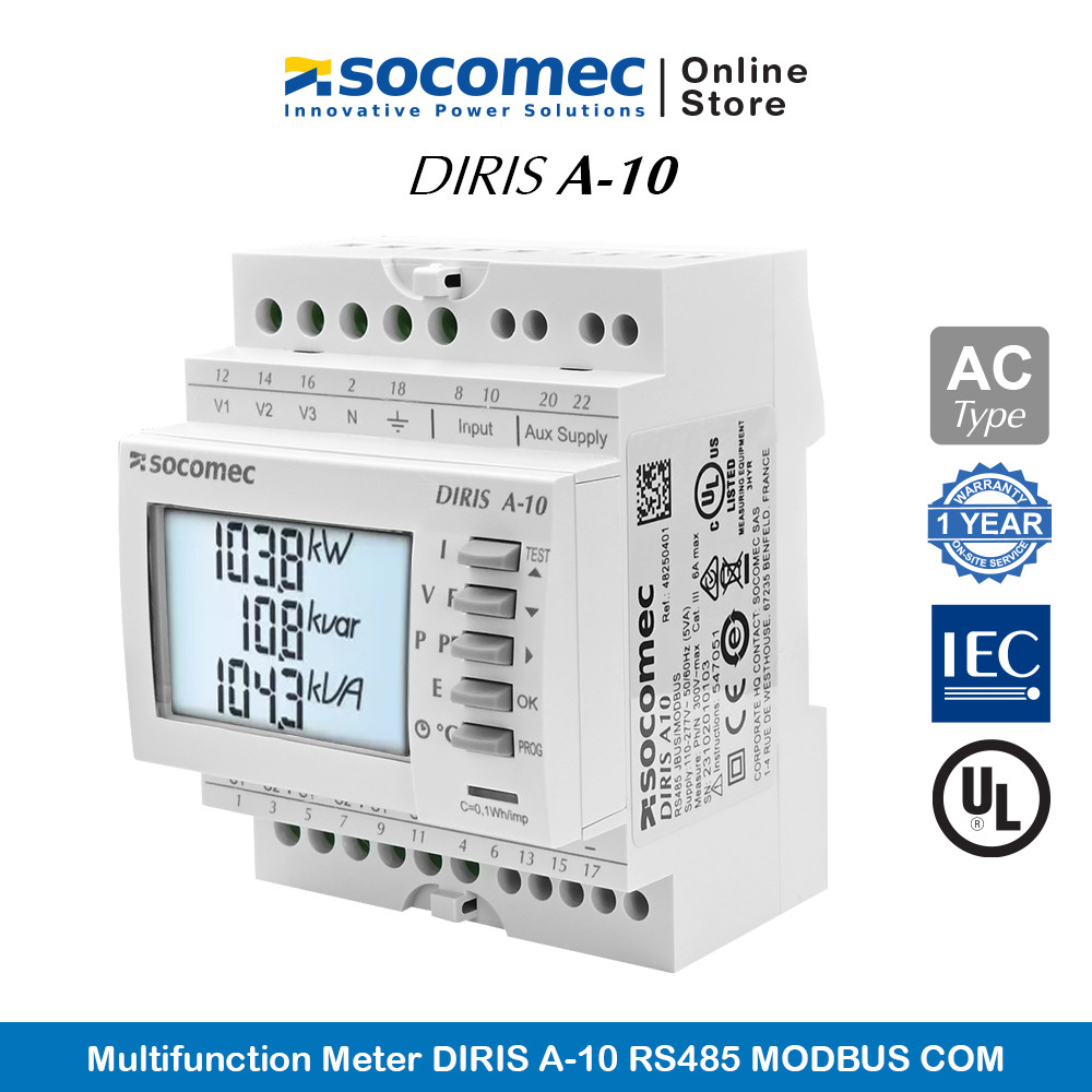 Socomec Multifunction Meter DIRIS A-10 RS485 MODBUS COM | 48250401 ...