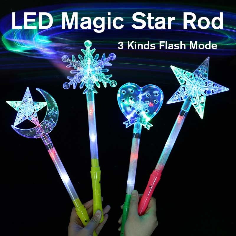 Led Luminous Hollow Magic Star Rod Light-up Wand Glow Sticks Christmas ...