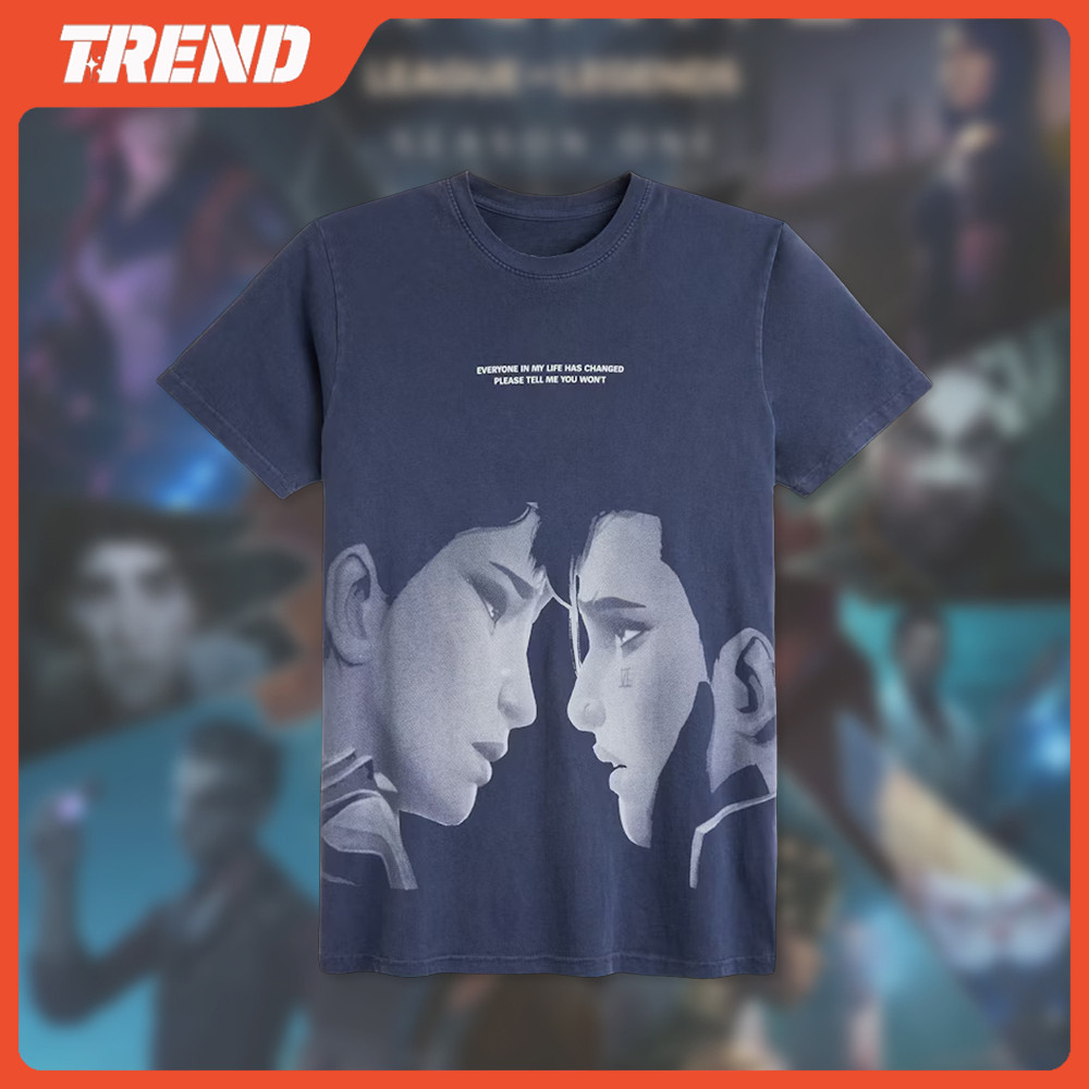 League OF LEGENDS ARCANE Merch ผ้าฝ้ายเสื้อยืด Plus ขนาด CAITLYN & VI ...