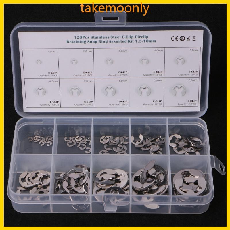 TAK 120PCS 1 5mm-10mm E-Clip Assortment Kit สแตนเลสยึด Circlip ชุด ...