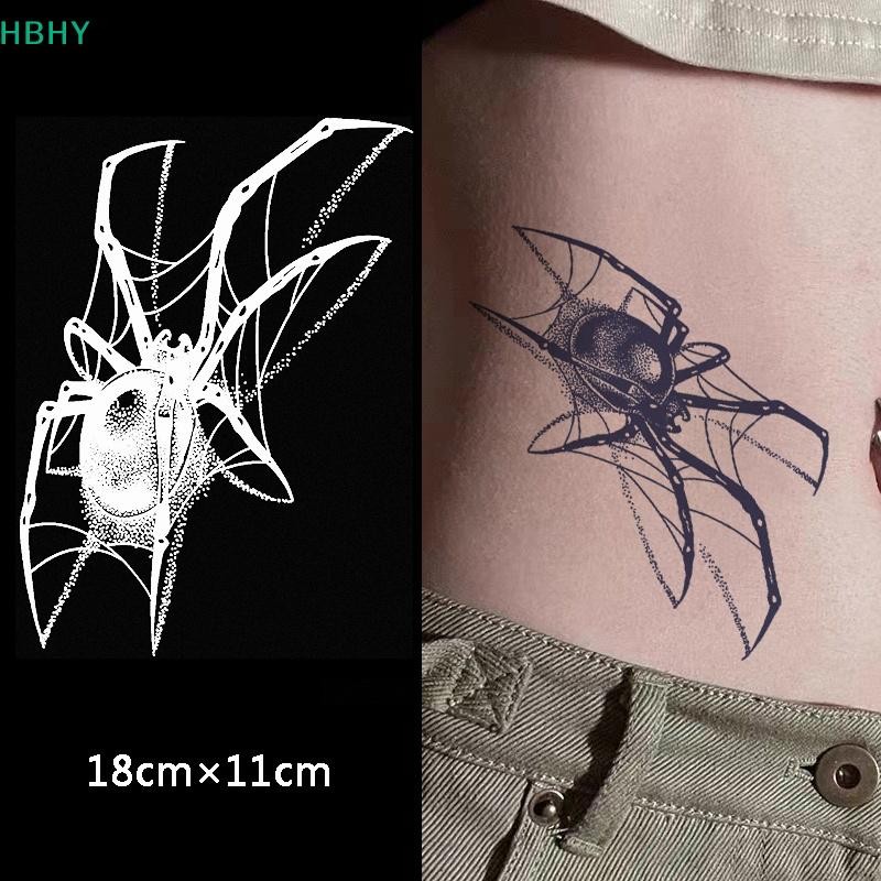 HB สติ๊กเกอร์รอยสักสมุนไพร Spider Web รอยสักชั่วคราวยาวนาน Punk Cobbweb ...