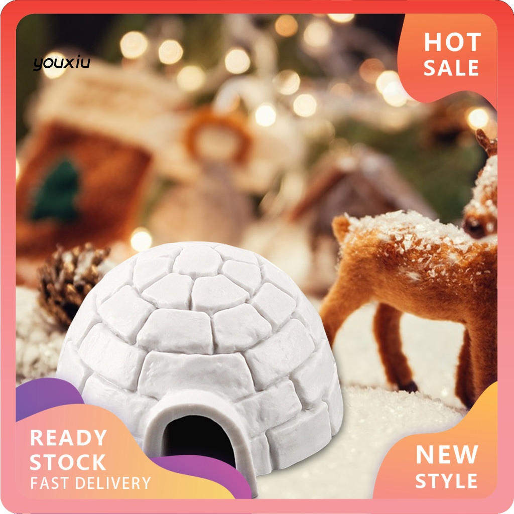 YX 3 ชิ้น PVC Snow House รุ่นอุปกรณ์ตู้ปลา Arctic Penguins Mini Ice ...