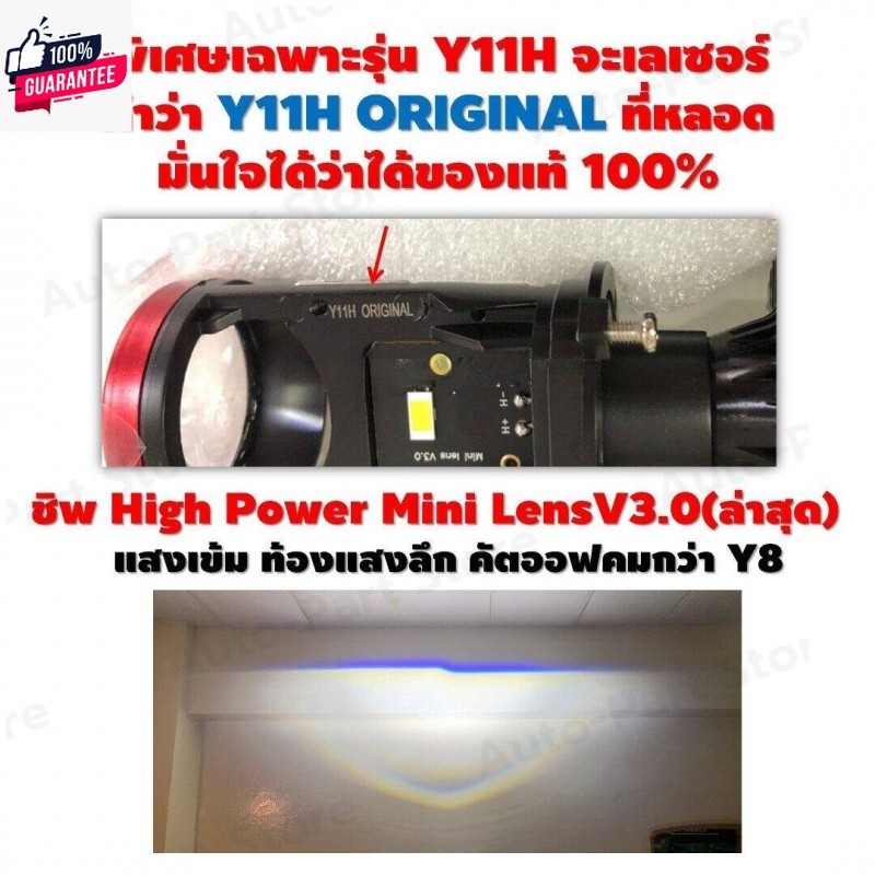 Monqiqi 1คู่ หลอดไฟหน้าLedมินิโปรเจคเตอร์ รุ่น Y11-RHD Y7 Y13 Y14 Y11 Y15 ขั้ว H4 RHD ไฟหน้าLED ...
