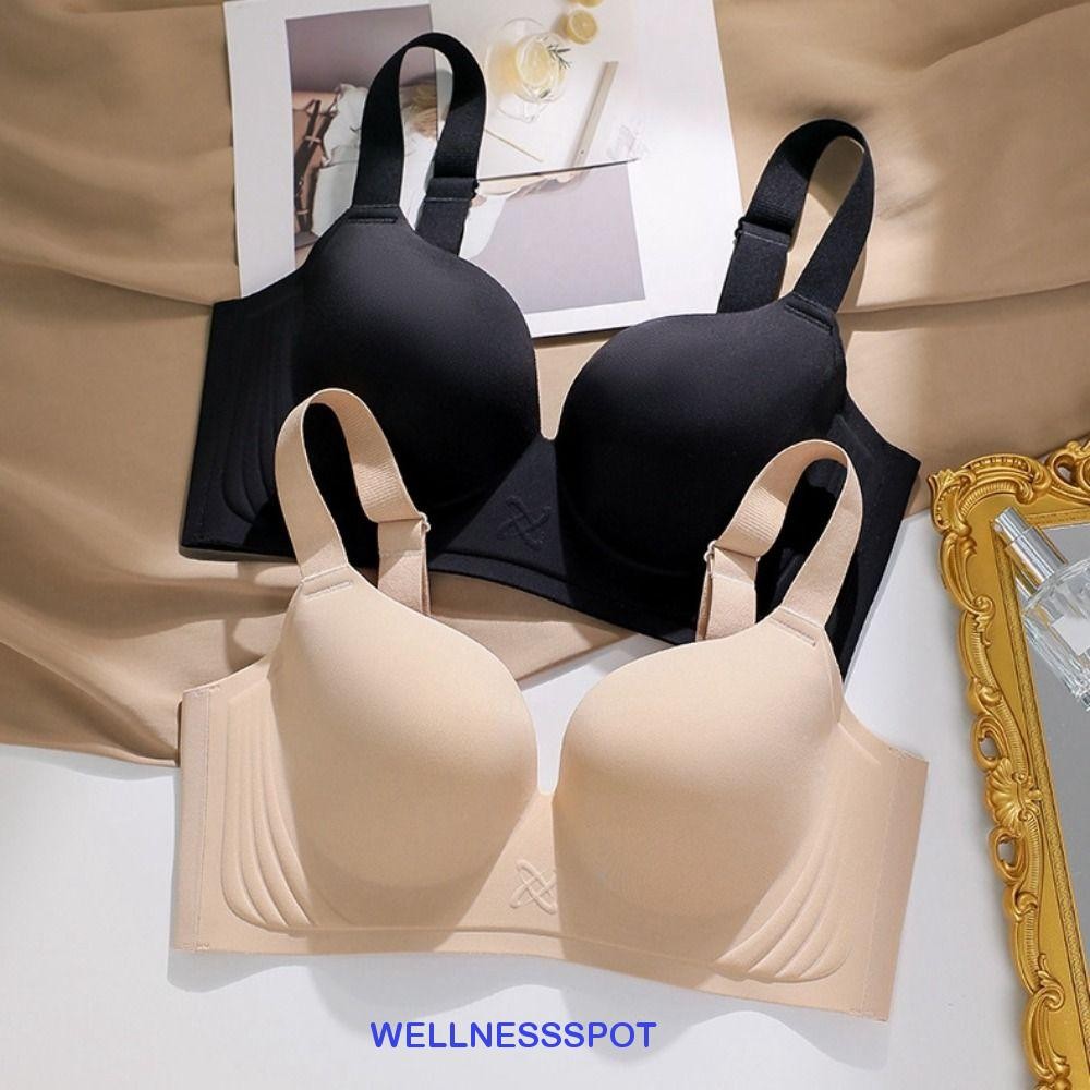 Wellnessspot Push Up Bra, 3/4 Cup Side Boob Control Bra, Elastic Broad Strap Close-fit กันกระแทก ...