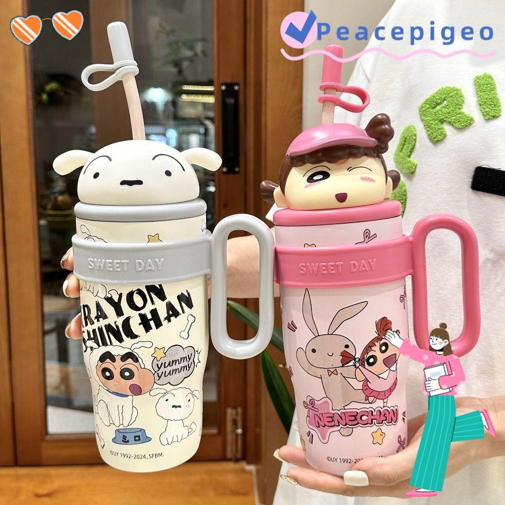 PEACEPIGEO ถ้วยสูญญากาศ, ถ้วยฉนวนการ์ตูนเครยอนชินจัง, สแตนเลสความจุขนาดใหญ่ 800ml เครื่องดื่มขวด ...