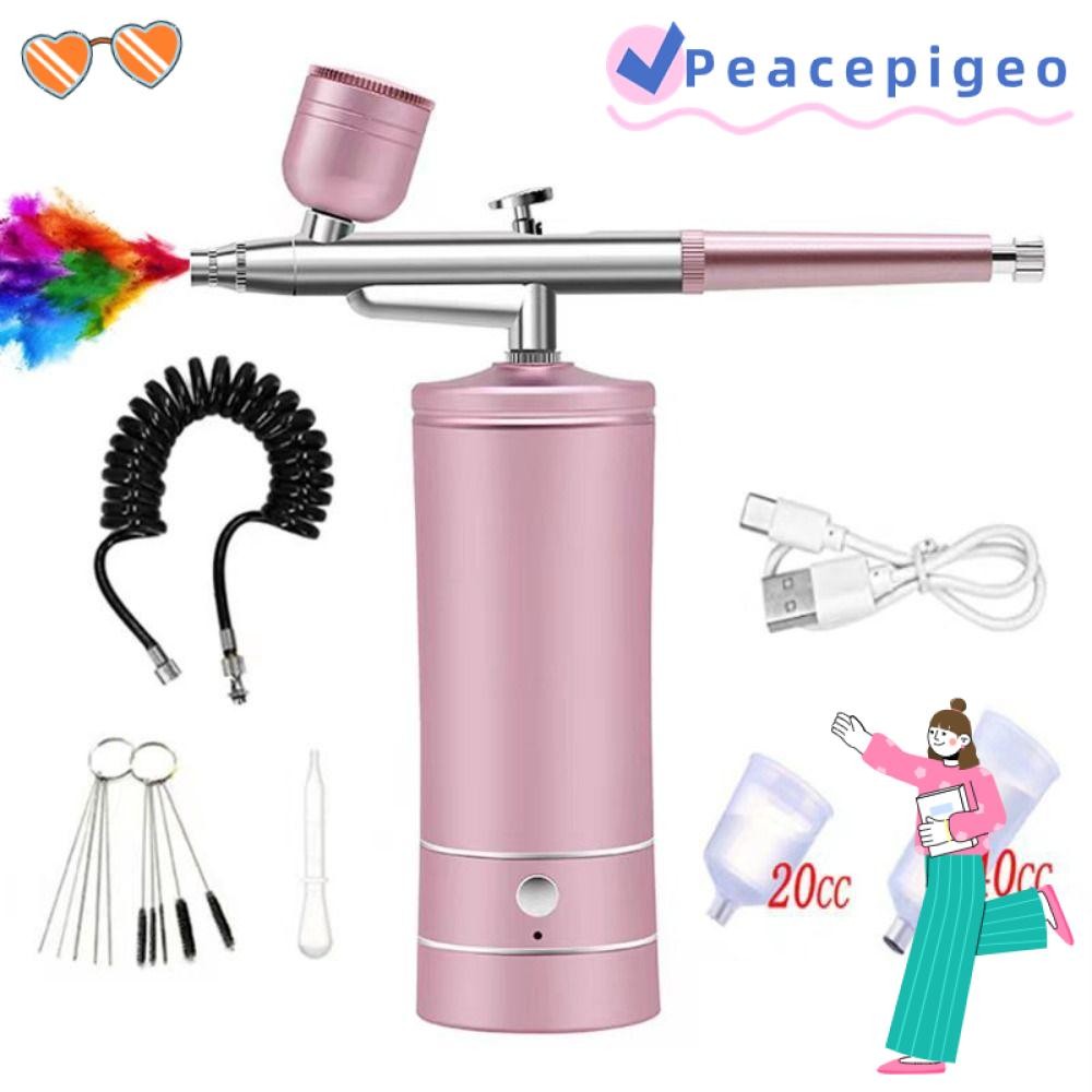 แปรงลม PEACEPIGEO, มือถือ 2 รุ่น Airbrush Nail Art Compressor, ชาร์จ USB 360KPA งานฝีมือภาพวาด ...