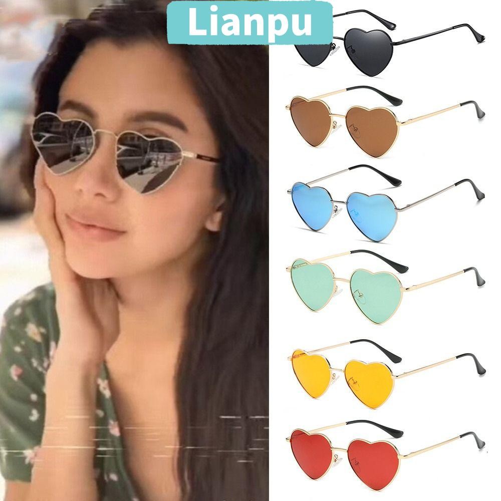 LIANPU แว่นกันแดดรูปหัวใจกรอบโลหะวินเทจอุปกรณ์เสริมแฟนซีเฉดสี | Shopee ...
