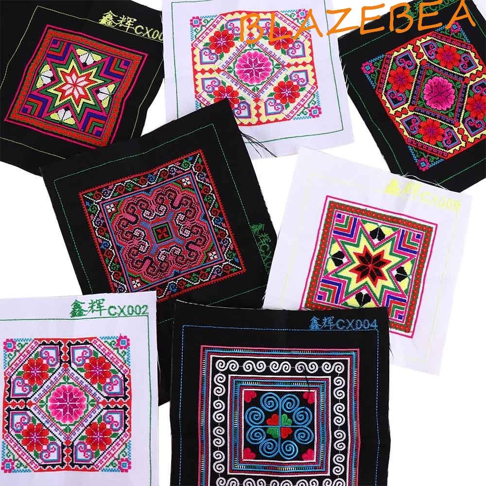 BLAZEBEA เสื้อผ้า Applique, Miao เย็บปักถักร้อยปักผ้าสไตล์ชาติพันธุ์แพทช์ผ้า, Mystery Square ...