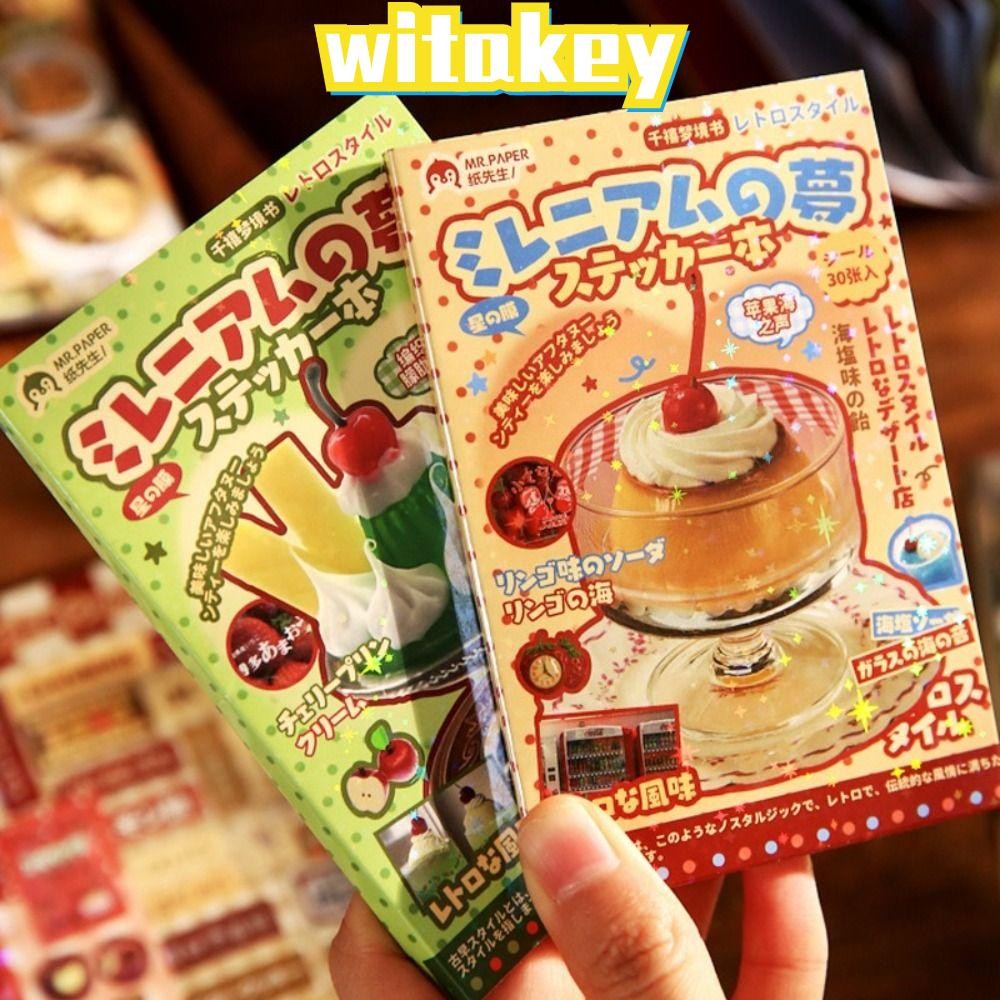 WITAKEY สติ๊กเกอร์ตกแต่งสมุดสติ๊กเกอร์ DIY, หนังสือสติ๊กเกอร์ Kawaii 30 แผ่น, กระดาษศิลปะการ์ตูน ...