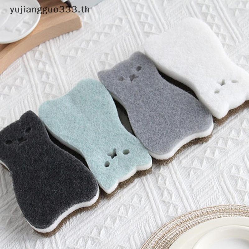 # yujiang # 4 ชิ้น Whisker Cat Shape Heavy Duty Scrub Sponges - Non ...