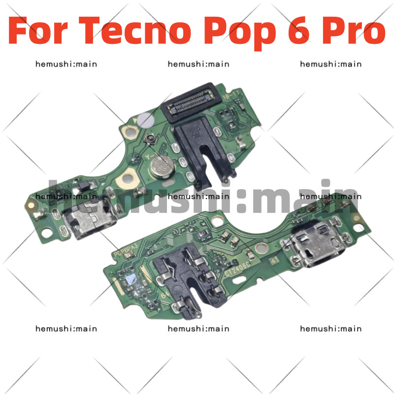 สําหรับ Tecno Pop 6 Pro BE8 แท่นชาร์จ USB พอร์ตไมโครโฟนขั้วต่อ Fast Flex Cable อะไหล่ซ่อมพร้อม ...