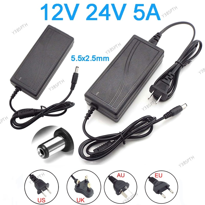 Universal Transformer Charger Adaptor AC 100-240V DC 12V 5A แหล่งจ่ายไฟ 24V 5A อะแดปเตอร์สําหรับ ...
