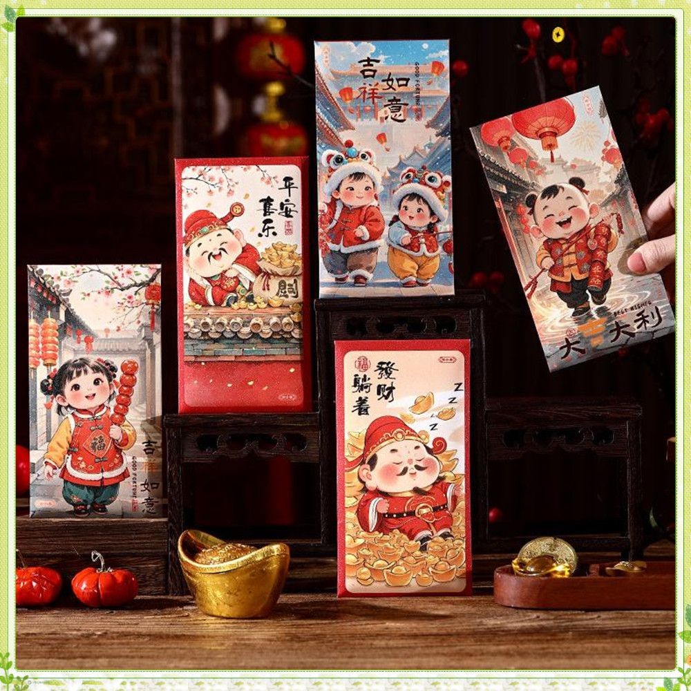 youngtime ถุงอั่งเปาตรุษจีน 6 ชิ้น พรแห่งความโชคดี ซองแดงหนา เทพเจ้าแห่งความมั่งคั่ง youngtime ...