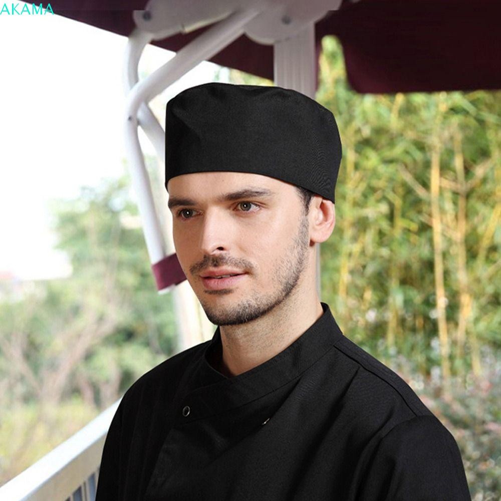 Akama Breathable Sushi Cap, WIth Mesh Top สไตล์ญี่ปุ่น Chef Flat Top ...