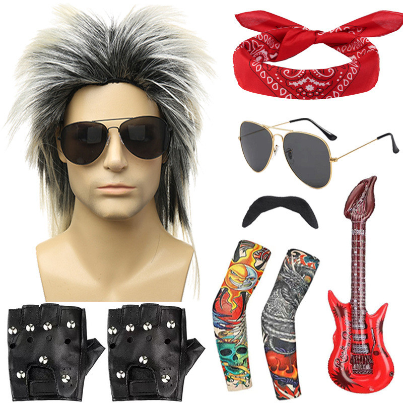 Cross-border ขายร้อน Influencer สไตล์ 80s COS Rock วิกผม Performance ...