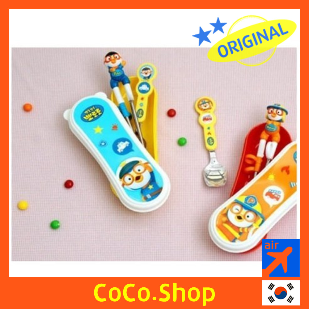 [Edison]Stainless Chopsticks Easy Spoon&Case Set Police Pororo ...