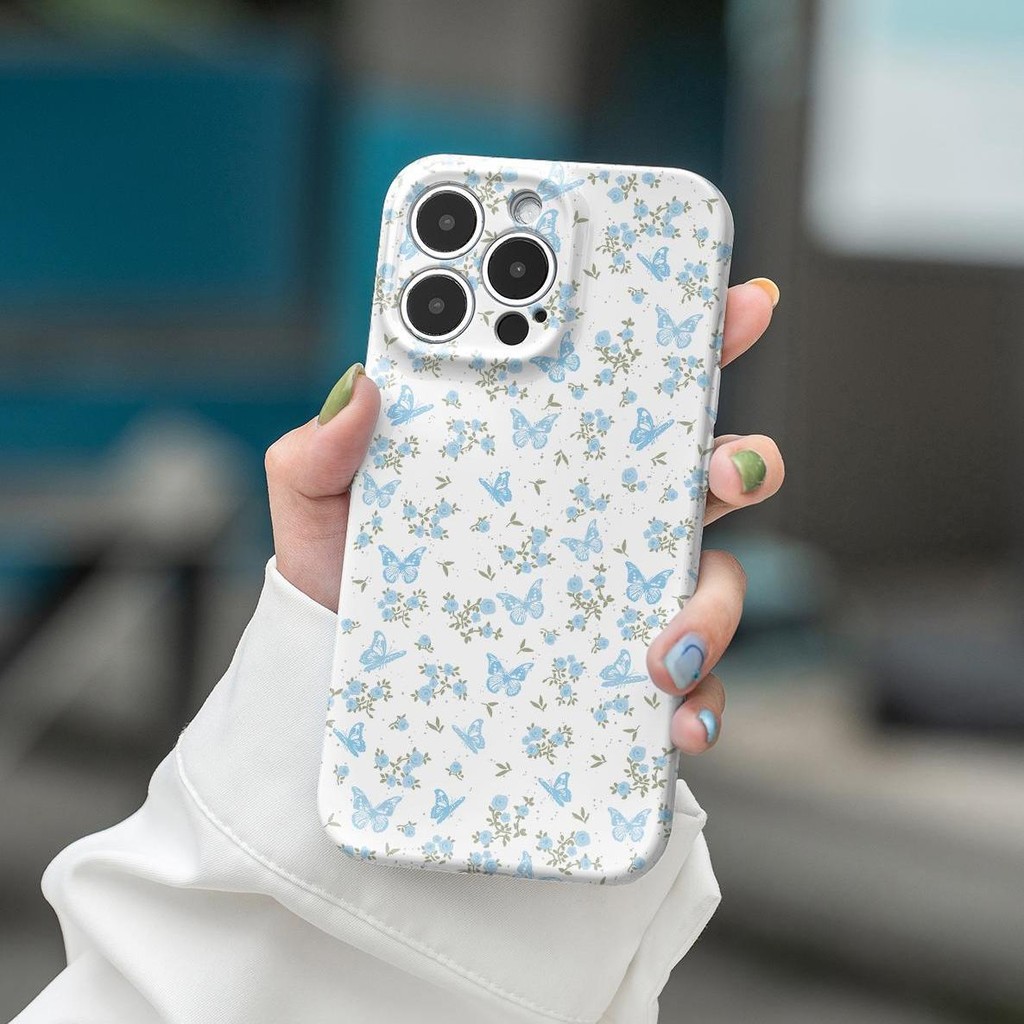 ผีเสื้อบินสีฟ้าเกาหลีเหมาะสำหรับ Samsung A23 4G/5G S24 ultra S22 PLUS S23 PLUS เคสมือถือ A11 A24 ...