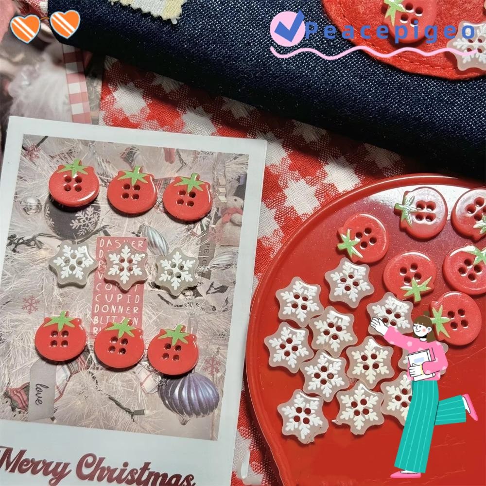 PEACEPIGEO 20 ชิ้นปุ่มเกล็ดหิมะมะเขือเทศ, ปุ่มตกแต่งพลาสติก DIY, น่ารัก 4 หลุมเสื้อผ้าอุปกรณ์ ...