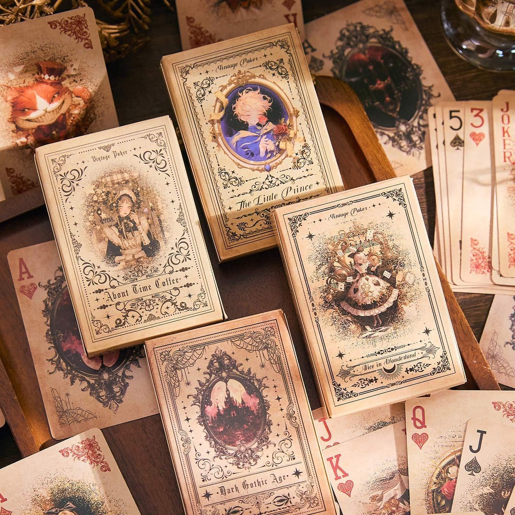 [ขายดี] Bright Style Series Blue Core Paper Play Cards Retro High-value ...
