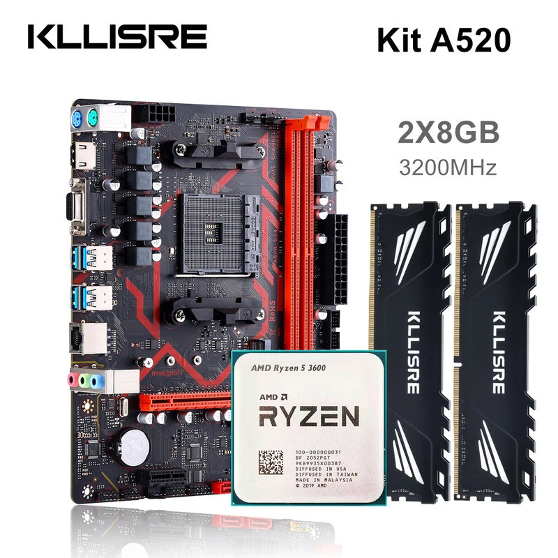 ชุดเมนบอร์ด Kllisre A520 AMD Ryzen R5 3600 cpu DDR4 16GB 3200MHz หน่วย ...
