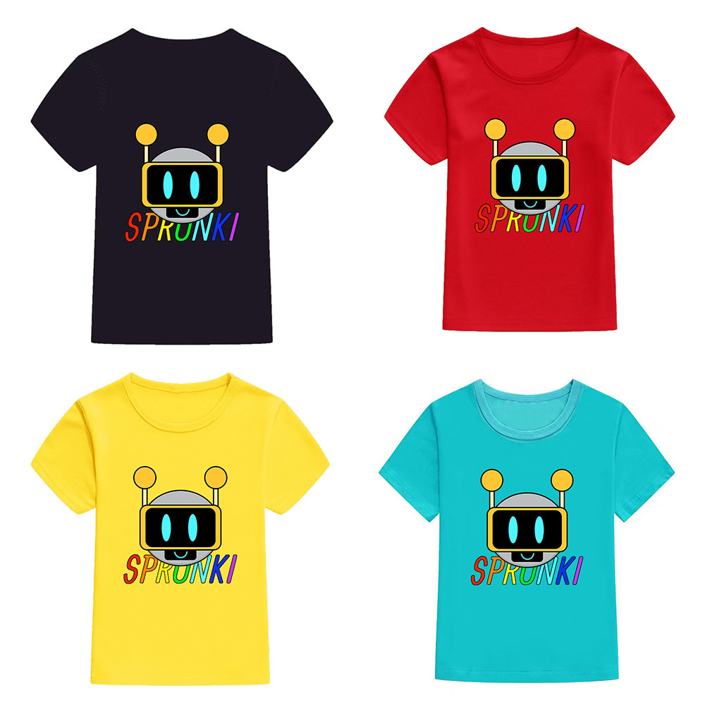 Dingyuan Sprunki Happy Mr Fun Bot หุ่นยนต์หัวเสื้อยืด Tshirt แขนสั้น ...