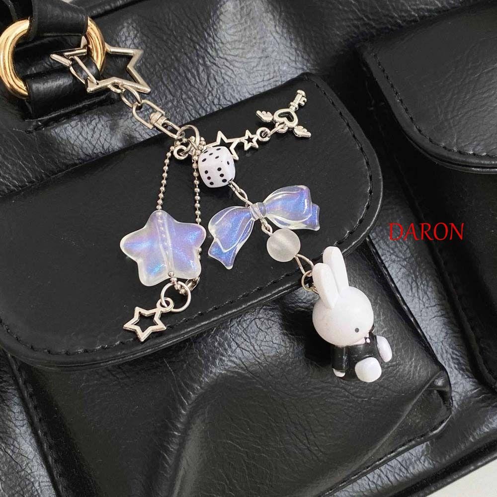 Daron Y2K สาวจี้, Art Retro Handmade กระต่ายหัวพวงกุญแจ,ความงาม Kawaii ลูกปัดการ์ตูนโทรศัพท์ ...