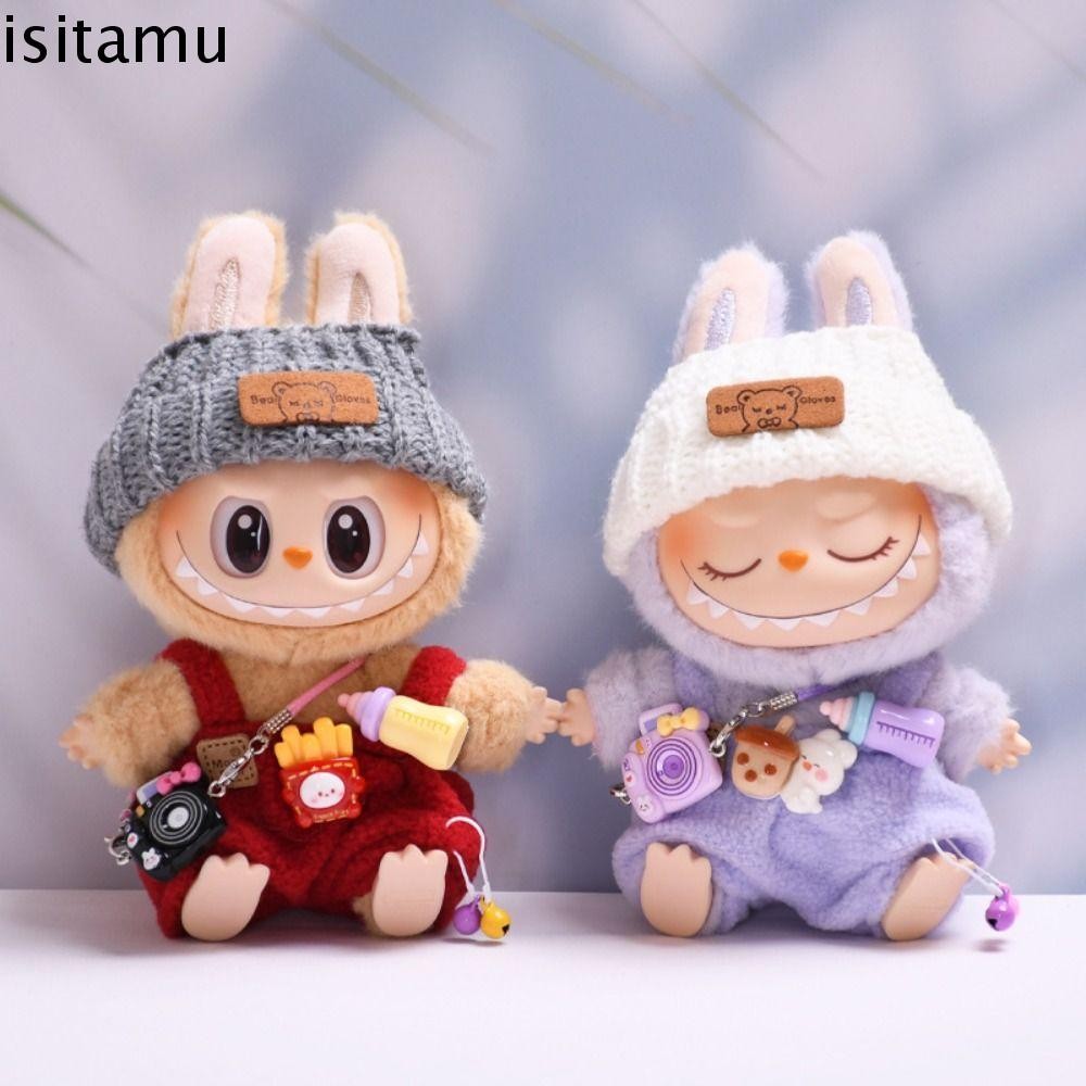 Isitaft นั่ง Labubu เสื้อผ้า,สีสัน Overalls Fries 17 ซม.Labu ตุ๊กตา ...
