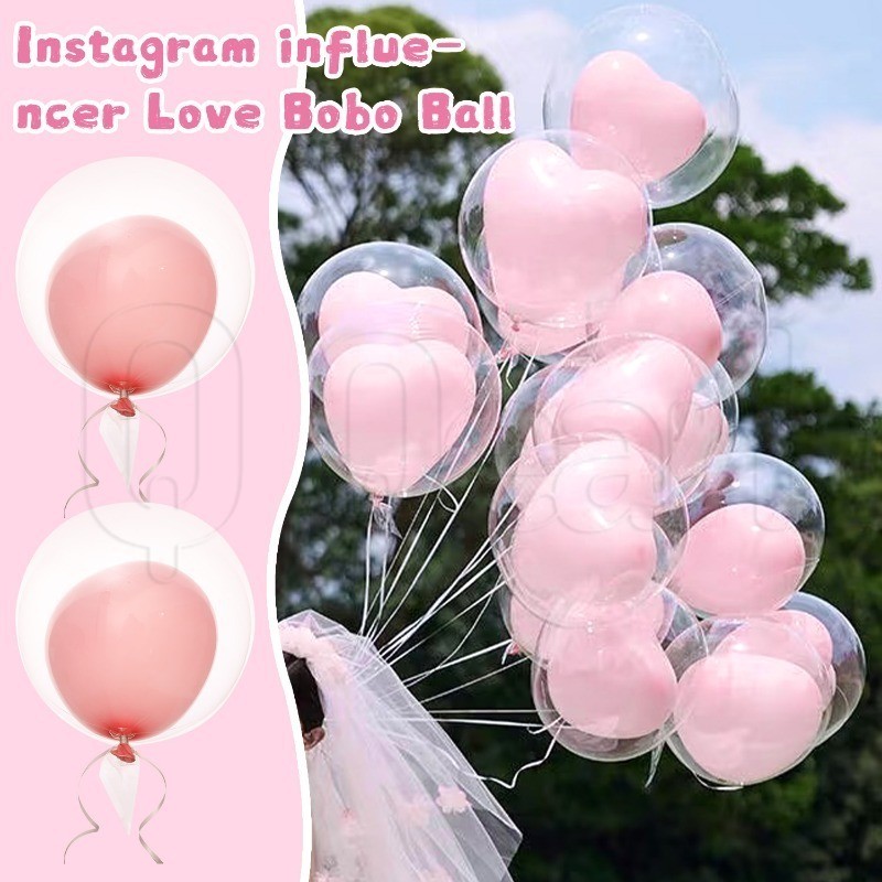 10/5/2 ชิ้น Double-deck Heart Bobo บอลลูน - INS สีชมพู DIY วันวาเลนไทน์ ...