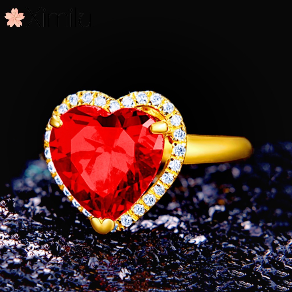 Original Charm Luxury Classic Heart Gold-Plated Ruby Ring เครื่องประดับโรแมนติก | Shopee Thailand