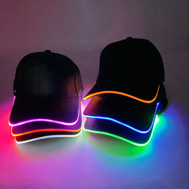 LED Luminous Hip Hop Rap หมวกอินเทรนด์ Light Up หมวกเบสบอลเรืองแสง DJ ...