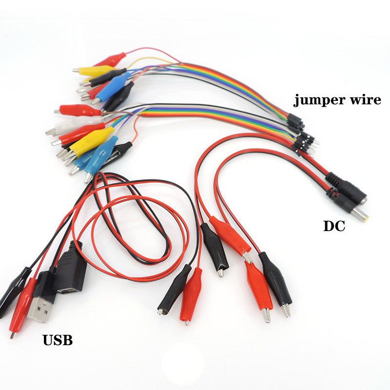 Double Jumper Wire USB DC ชายหญิงปลั๊กจระเข้จระเข้ Cilps Test Lead ...