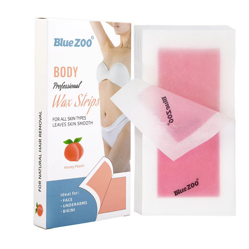 (( แผ่นแว็กซ์ขน BlueZoo พีช 1กล่อง มี10คู่ )) แว๊กซ์ขน แว๊กกำจัดขน แบบแผ่น พร้อมใช้ Wax Strips ...