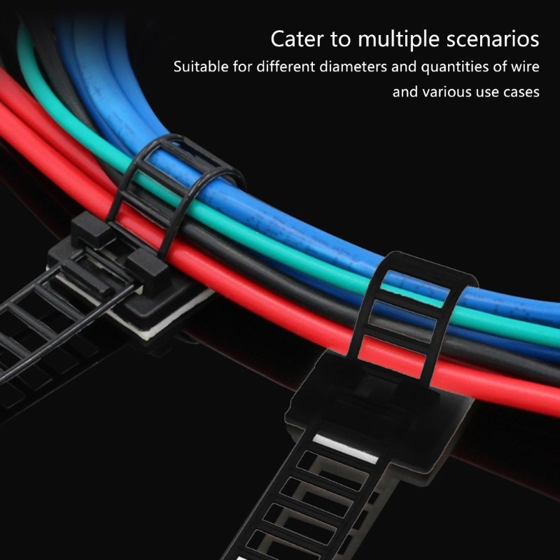 Pcf * 100 ชิ้นกาวตนเอง Cable Organizer คลิปปรับสายไนลอนสายผูกลวด Clamps ...